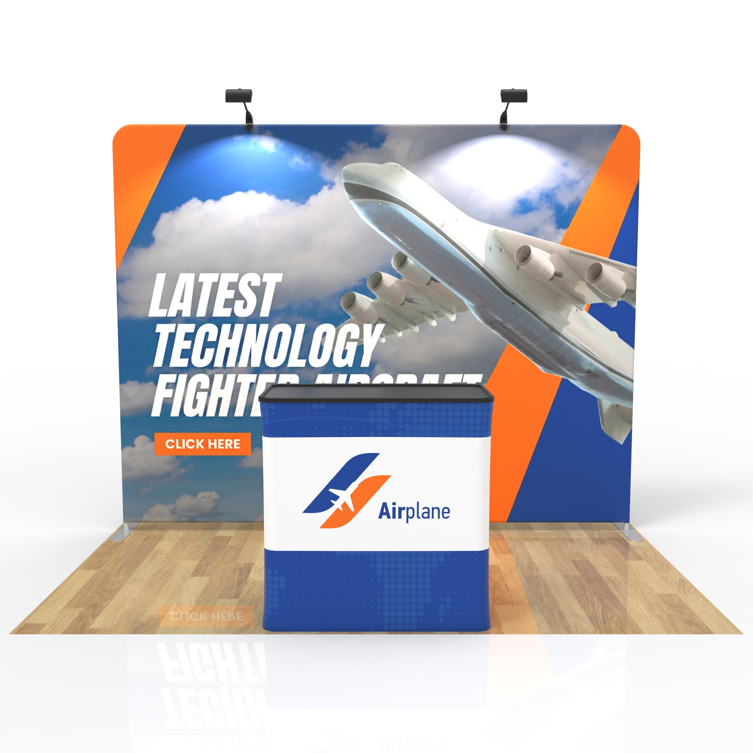 10ft Tension Fabric Trade Show Booth Package with Podium Case Counter ...
